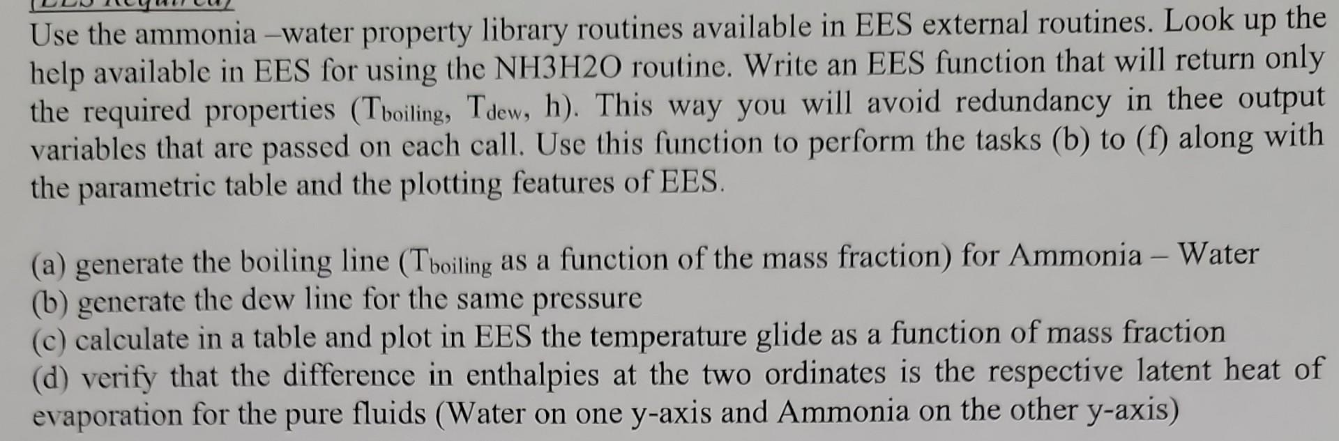 Solved Use the ammonia -water property library routines | Chegg.com