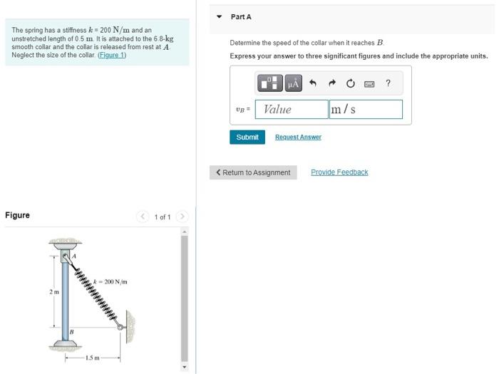 Solved The spring has a stiffness k=200 N/m and an | Chegg.com