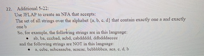 Solved 22. Additional 5-22: Use JFLAP to create an NFA that | Chegg.com