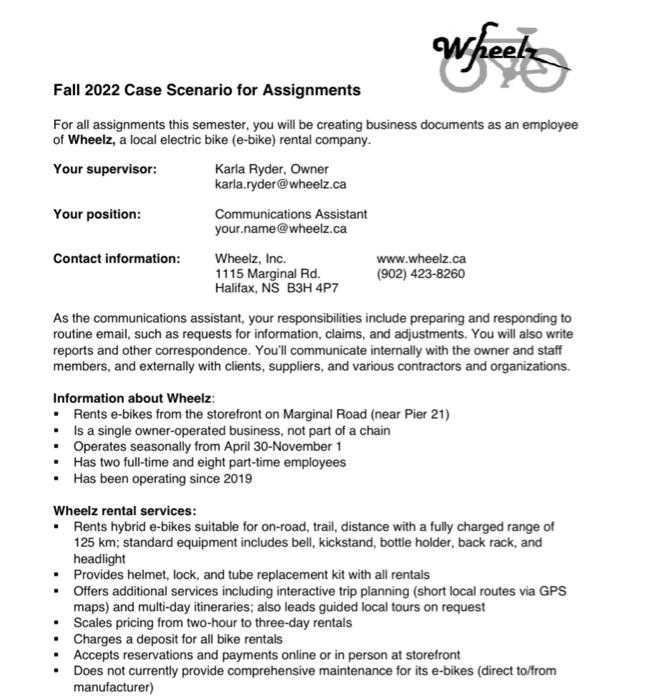 Fall 2022 Case Scenario for Assignments For all | Chegg.com