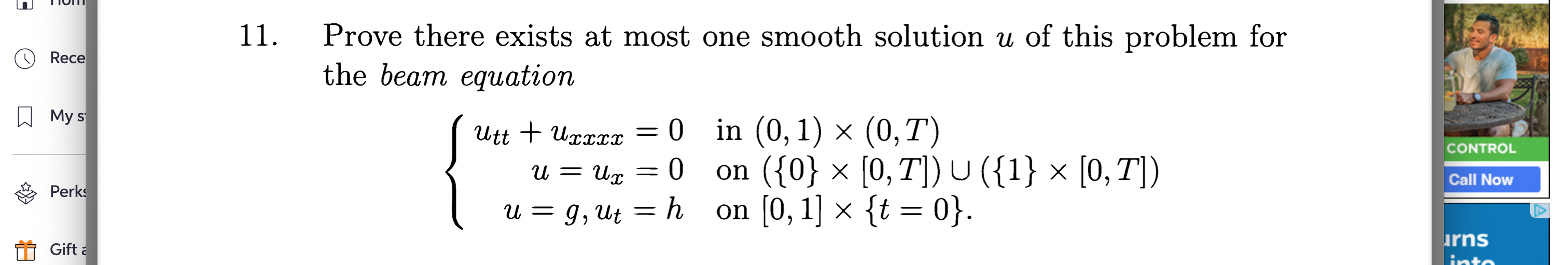Solved Prove there exists at most one smooth solution u ﻿of | Chegg.com