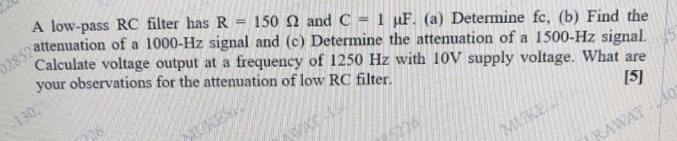 Solved A low-pass RC ﻿filter has R=150Ω ﻿and C=1μF. (a) | Chegg.com