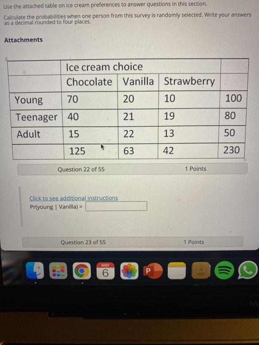 Solved Use the attached table on ice cream preferences to | Chegg.com