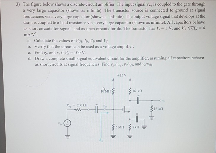 Solved 3) The figure below shows a discrete-circuit | Chegg.com