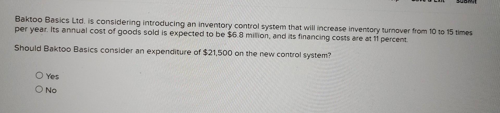 Solved Baktoo Basics Ltd. is considering introducing an | Chegg.com