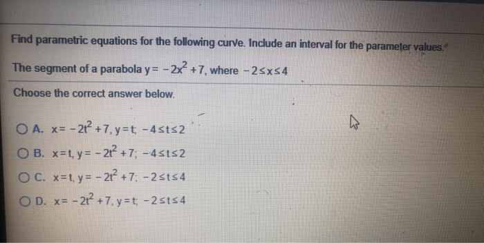 Solved Find parametric equations for the following curve. | Chegg.com