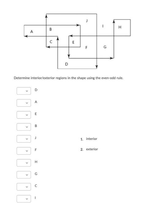 Solved Determine interior/exterior regions in the shape | Chegg.com