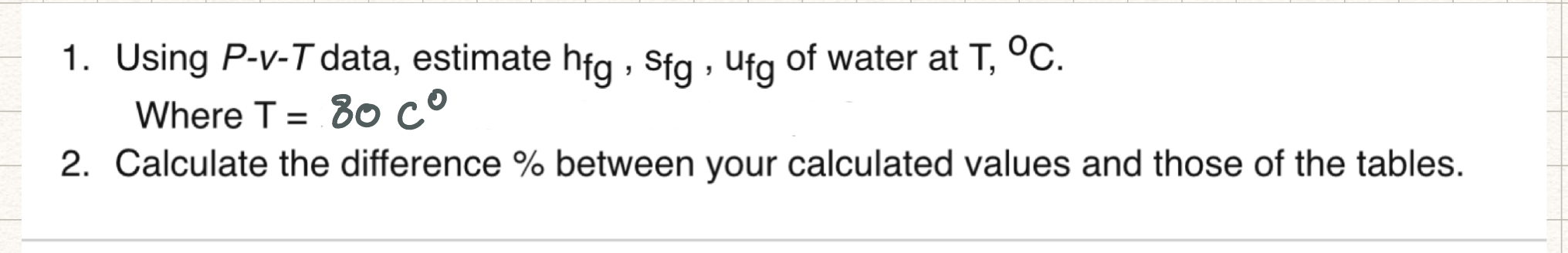 Solved Using P-V-T ﻿data, estimate hfg,sfg,ufg ﻿of water at | Chegg.com