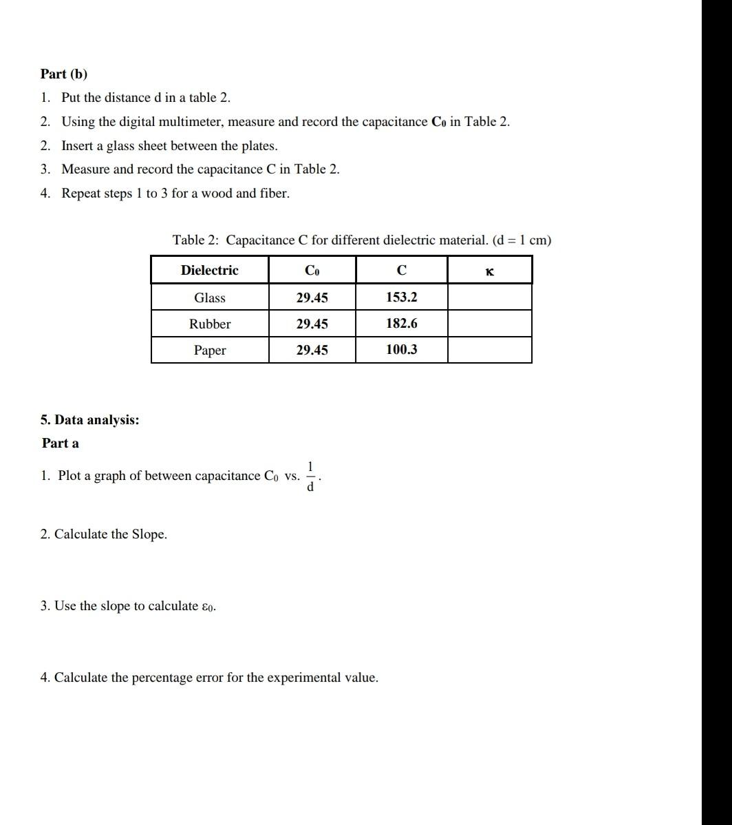 Solved Figure 1: Setup for parallel-plate capacitor | Chegg.com
