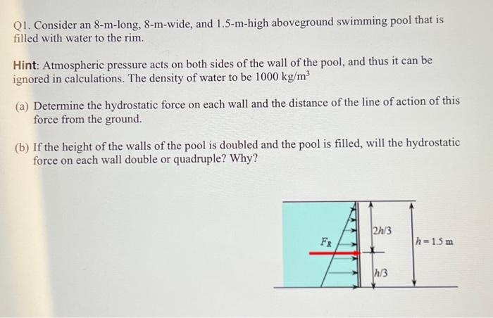 Solved Q1. Consider an 8-m-long, 8-m-wide, and 1.5-m-high | Chegg.com