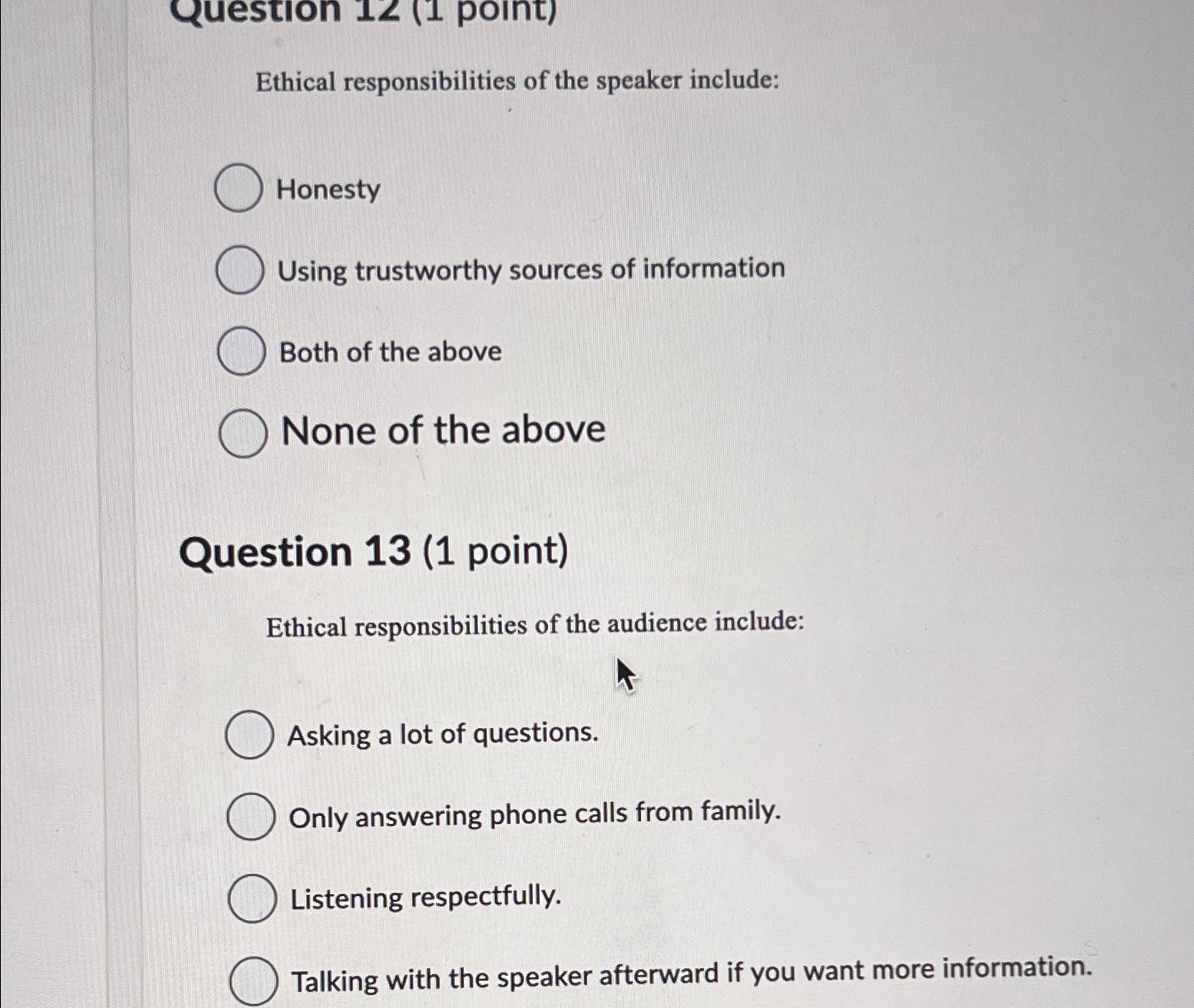 Solved Ethical responsibilities of the speaker | Chegg.com