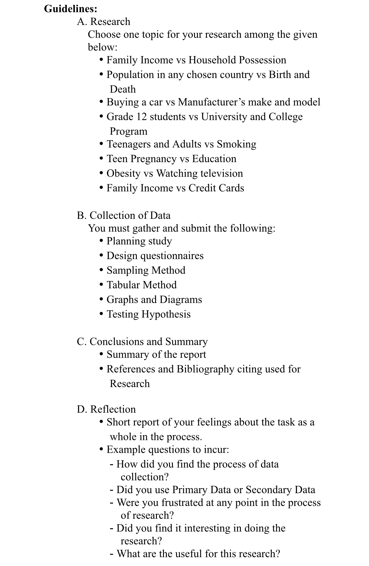 Solved Guidelines:A. ﻿ResearchChoose one topic for your | Chegg.com