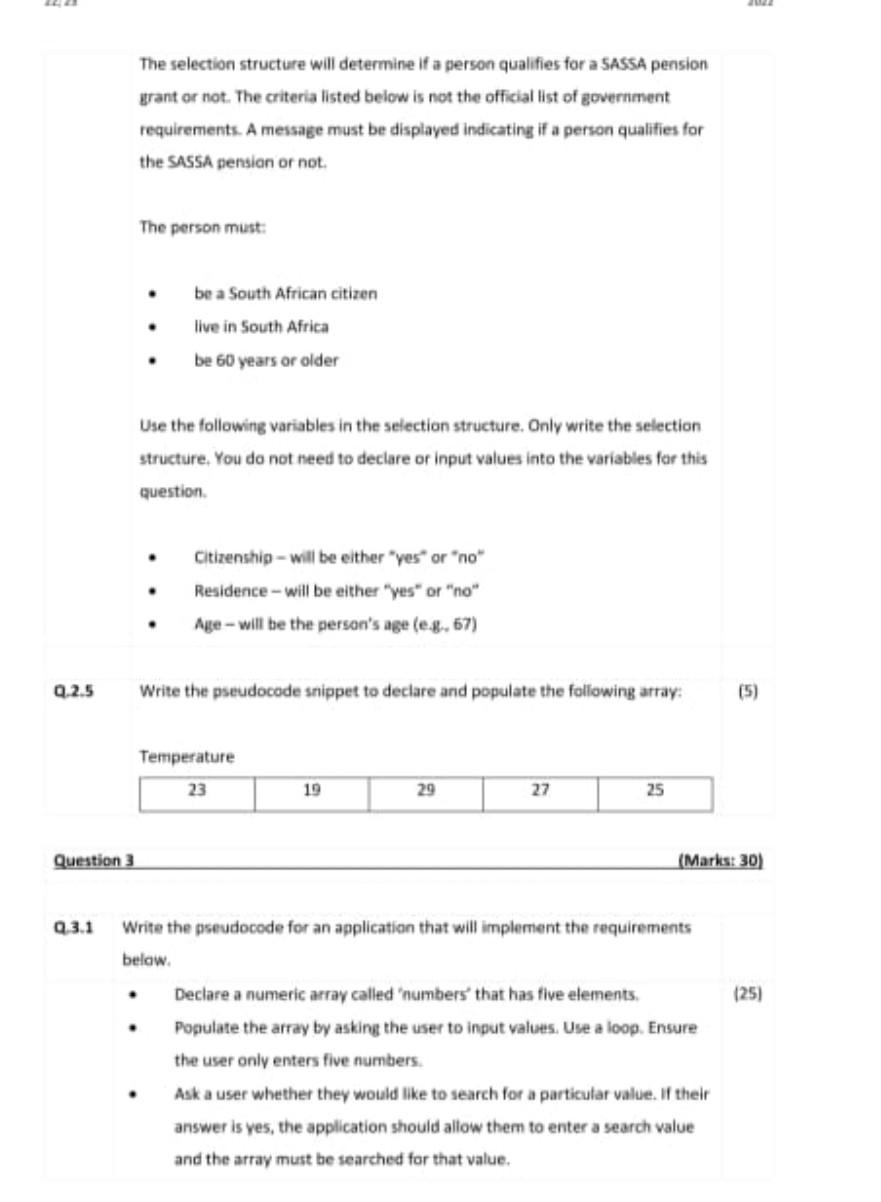 Solved Q.2.3 Q.2.4 Write the pseudocode for the following | Chegg.com