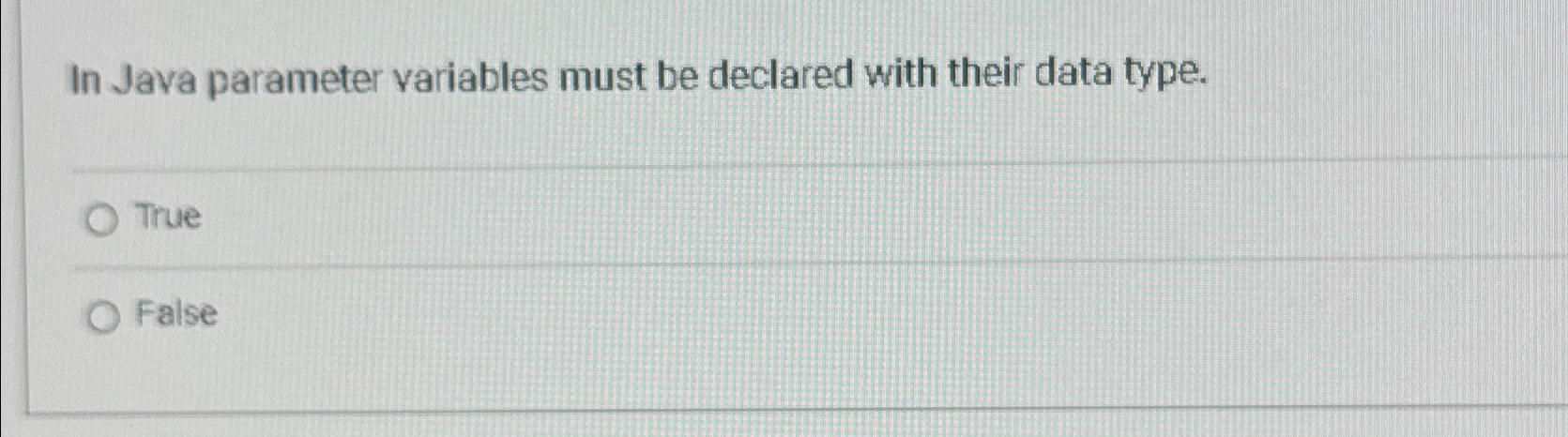 Solved In Java parameter variables must be declared with | Chegg.com