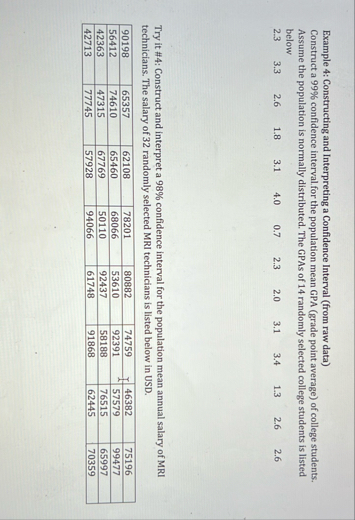 Example 4: Constructing and Interpreting a Confidence | Chegg.com
