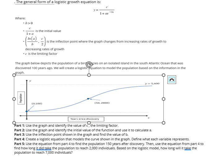 Solved The general form of a logistic growth equation | Chegg.com