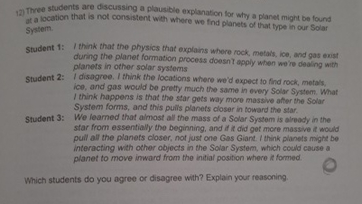 Solved Thee students are discussing a plausible explanation | Chegg.com