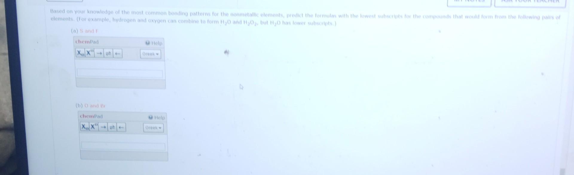 Solved elements. (tor example, hydrogen and oxygen can | Chegg.com