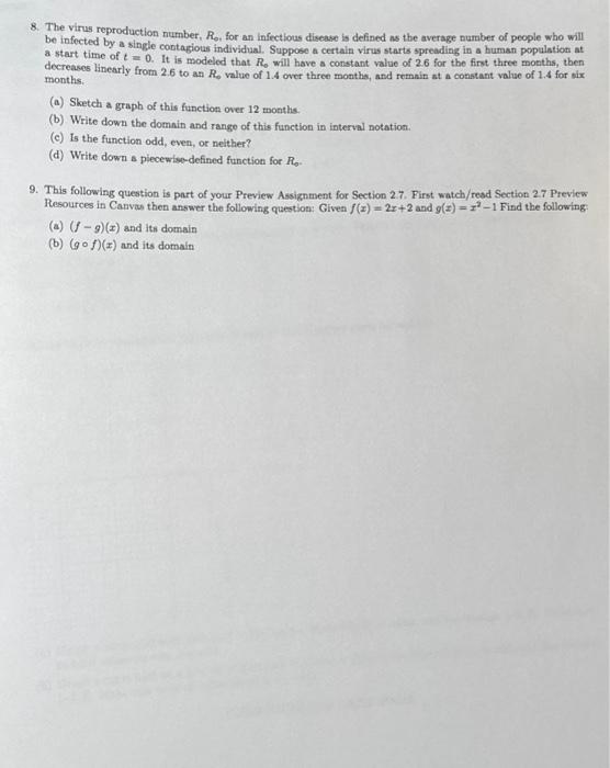 Solved 8. The virus reproduction number, R0, for an | Chegg.com