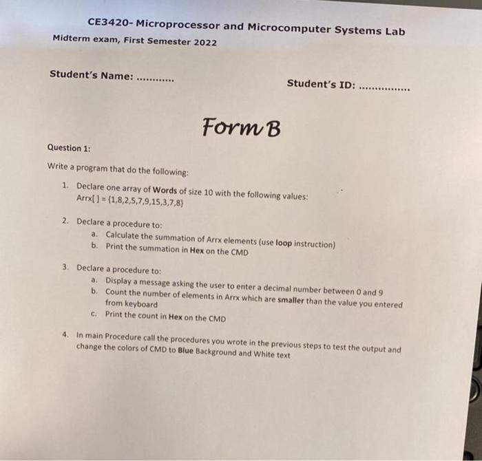 Solved CE3420-Microprocessor and Microcomputer Systems Lab | Chegg.com