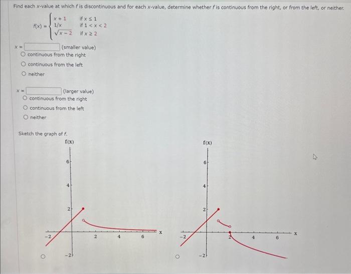 Solved Find each x-value at which f is discontinuous and for | Chegg.com