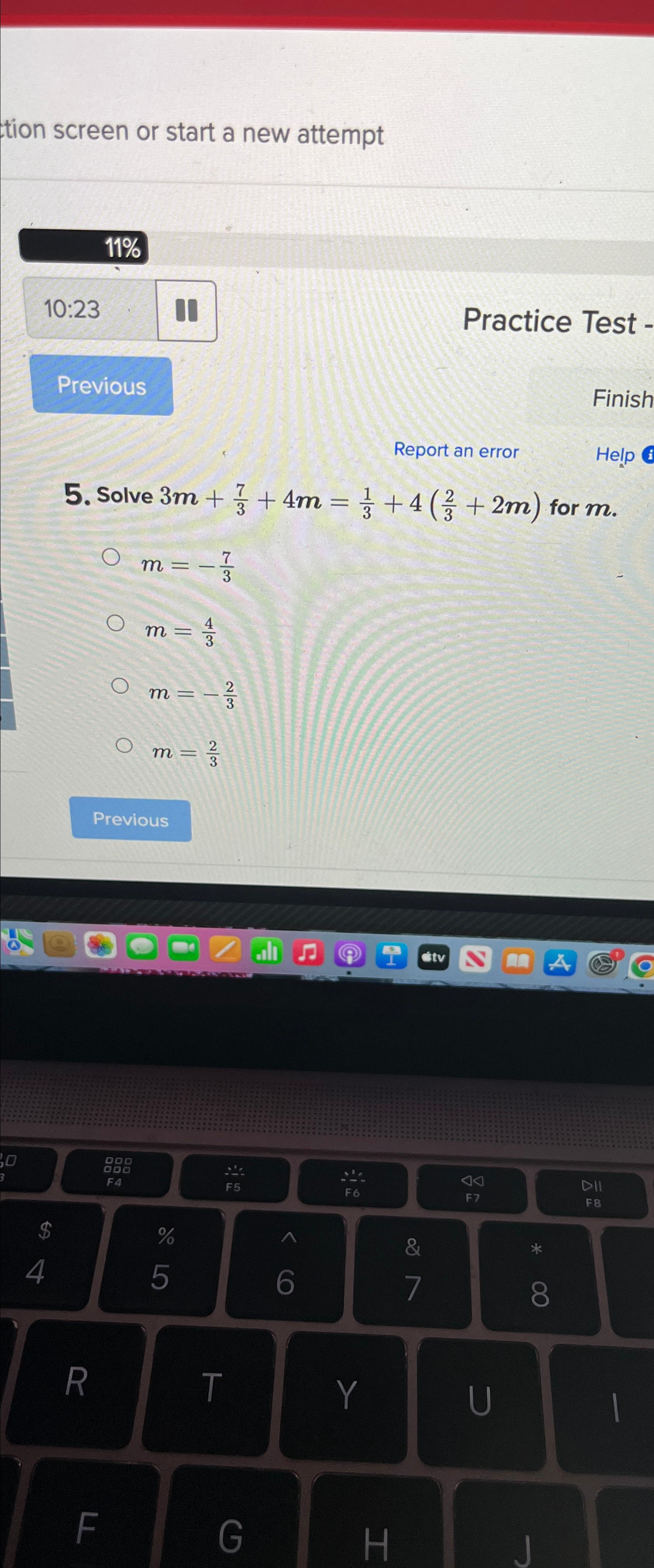 Solved tion screen or start a new attempt11%10:23Practice | Chegg.com