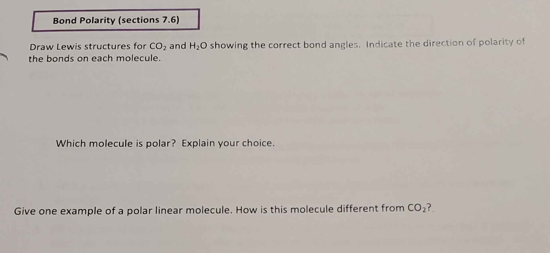 Solved Bond Polarity (sections 7.6) Draw Lewis structures | Chegg.com