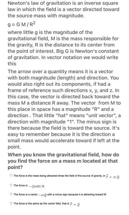 Solved Newton's law of gravitation is an inverse square law | Chegg.com