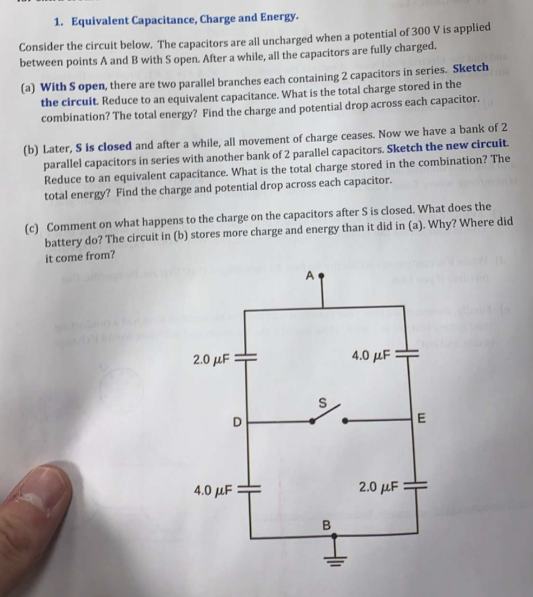Solved 1. Equivalent Capacitance, Charge and Energy. | Chegg.com