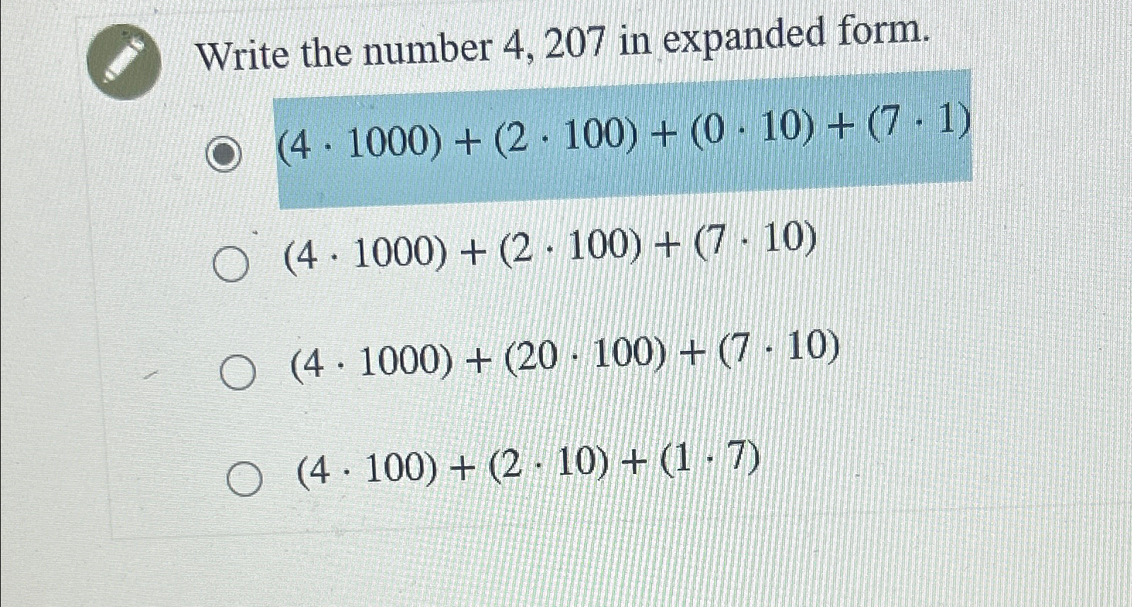 Solved Write the number 4, 207 ﻿in expanded | Chegg.com
