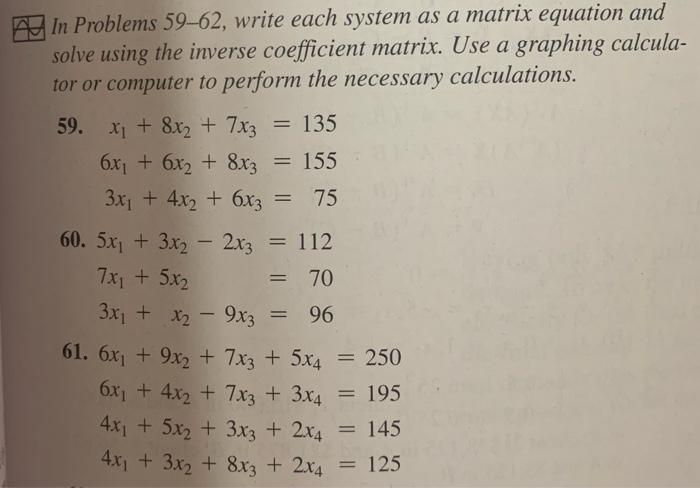 Solved Write Problems 9-12 as systems of linear equations | Chegg.com