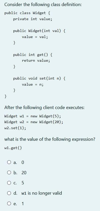 Solved Consider the following class definition: After the | Chegg.com