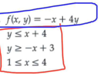 Solved f(x,y)=-x+4yy≤x+4y≥-x+31≤x≤4 | Chegg.com