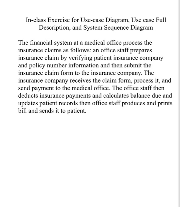 Solved In-class Exercise for Use-case Diagram, Use case Full | Chegg.com