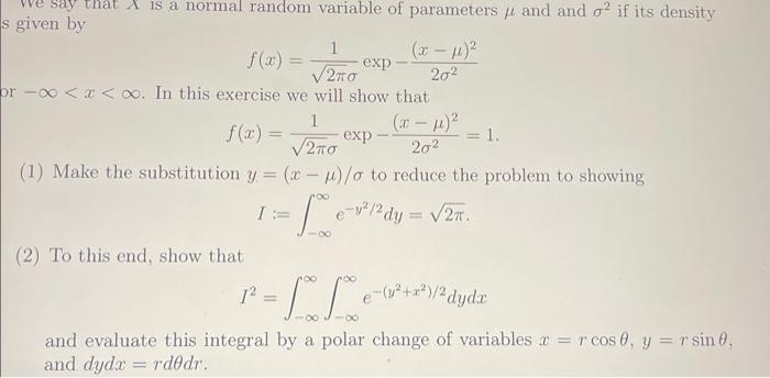 Solved given by is a normal random variable of parameters μ | Chegg.com
