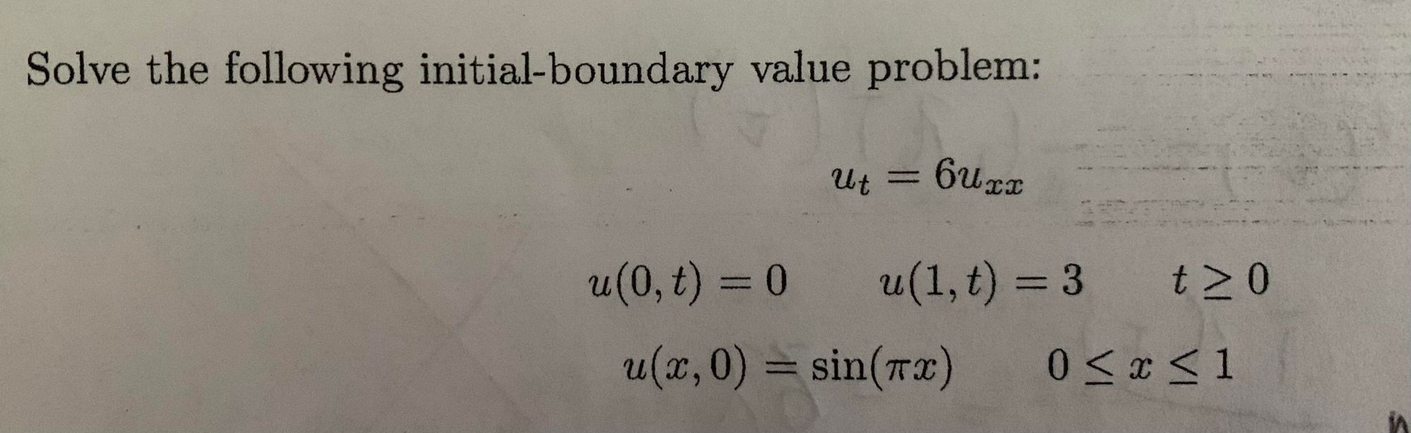 Solved Solve the following initial-boundary value | Chegg.com
