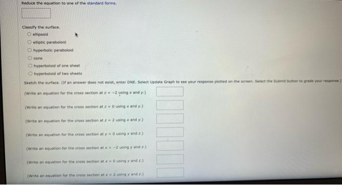 Solved Consider the equation below. x2+6y−6z2=0 Reduce the | Chegg.com