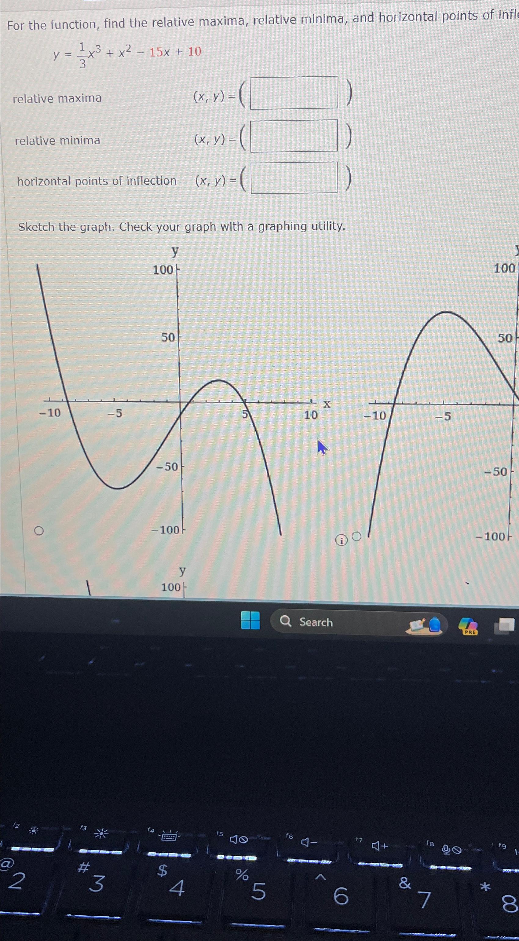 Solved For the function, find the relative maxima, relative | Chegg.com