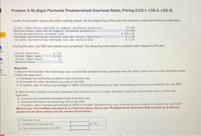 Solved 3 Exercise 2-8 (Algo) Applying Overhead Cost; | Chegg.com