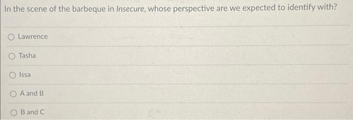 In the scene of the barbeque in Insecure, whose | Chegg.com