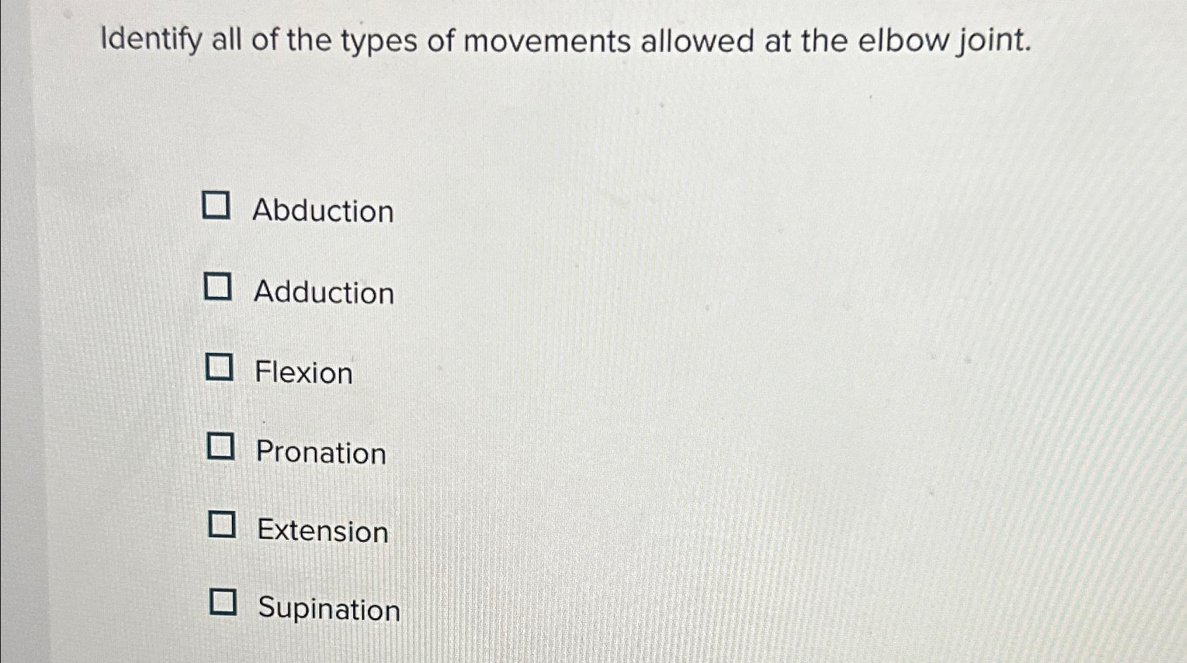 Solved Identify all of the types of movements allowed at the | Chegg.com