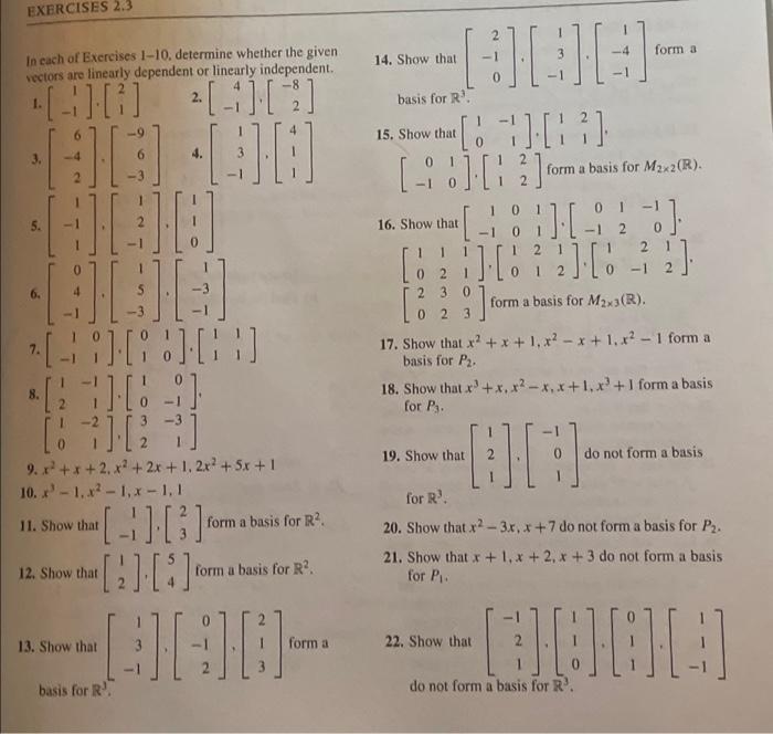 Solved please help solve } 9, 11, 19EXERCISES 2.3 In each of | Chegg.com