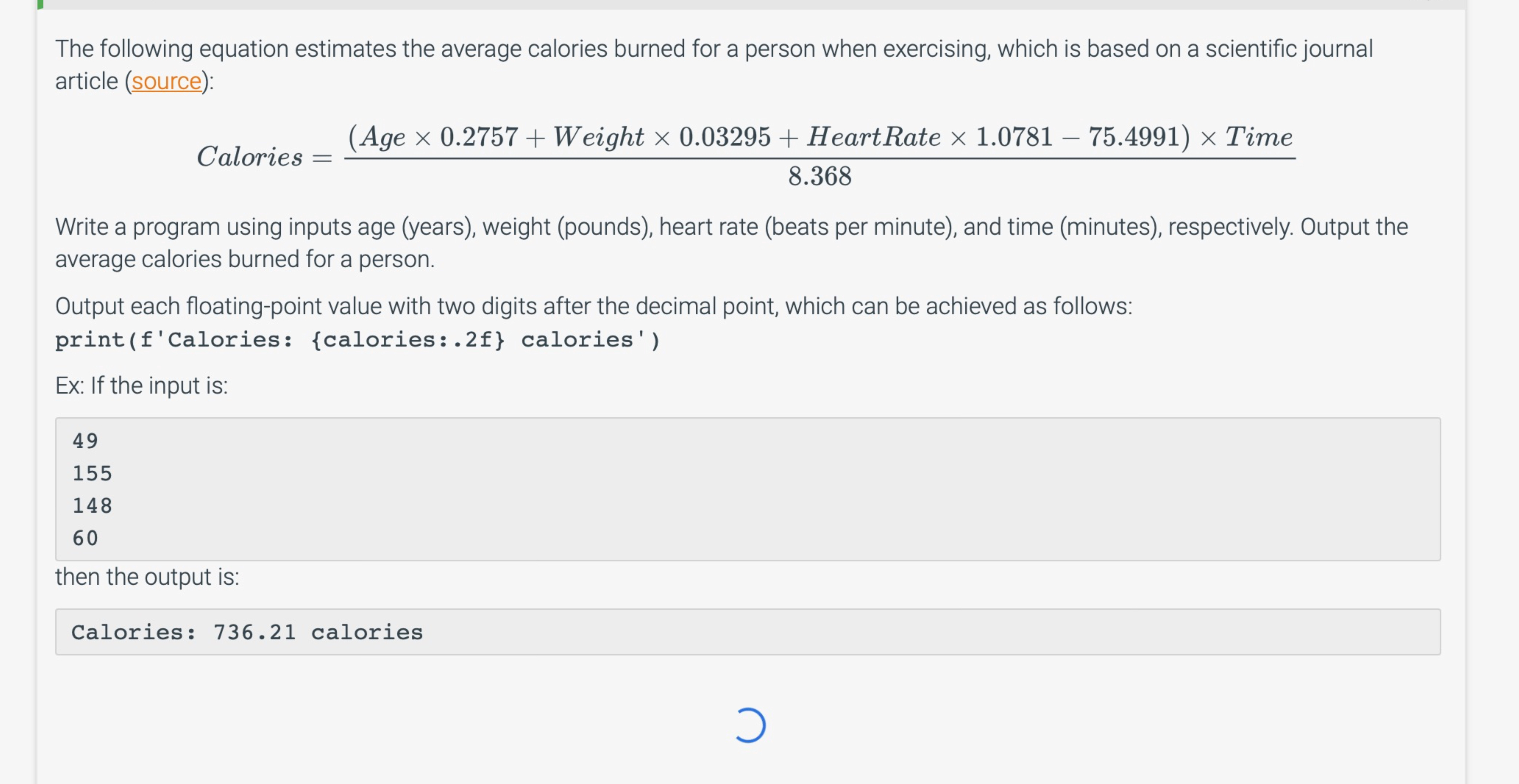 Solved The following equation estimates the average calories | Chegg.com