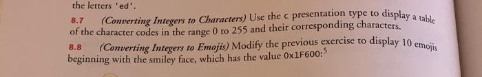 Solved 8.8 (Converting Integers to Emojis) Modify the | Chegg.com