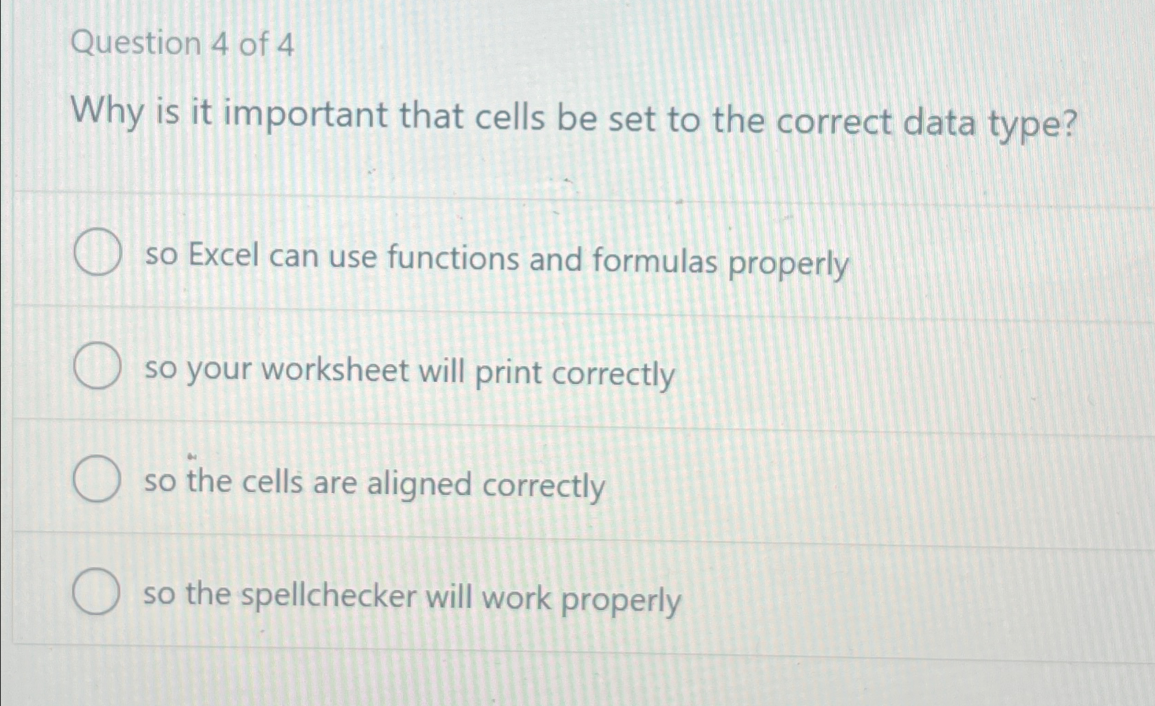 Solved Question 4 ﻿of 4Why is it important that cells be set | Chegg.com