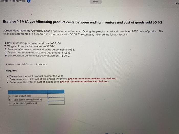 Solved chapter 1 Homework 1 Soved Help Exercise 1-8A (Algo) | Chegg.com