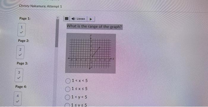 Solved Page 1: 1 What is the range of the graph? | Chegg.com
