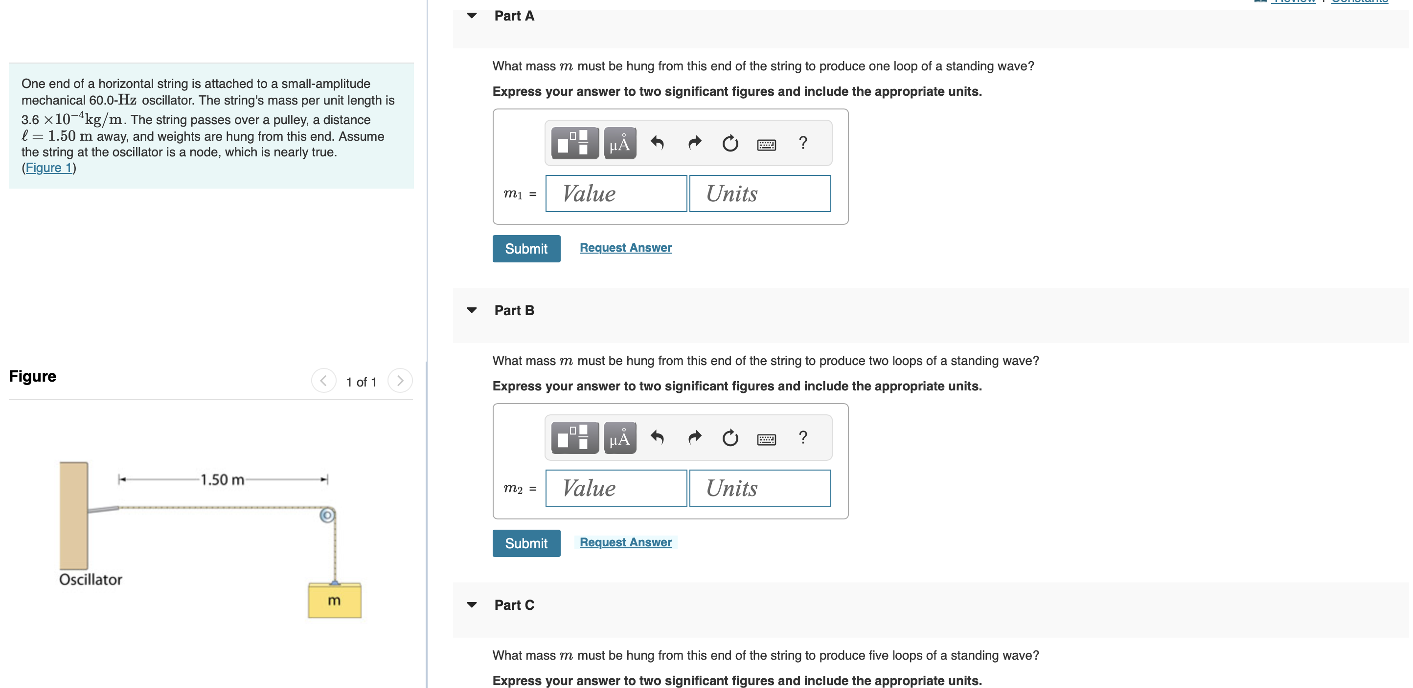 Solved Part AOne end of a horizontal string is attached to a | Chegg.com