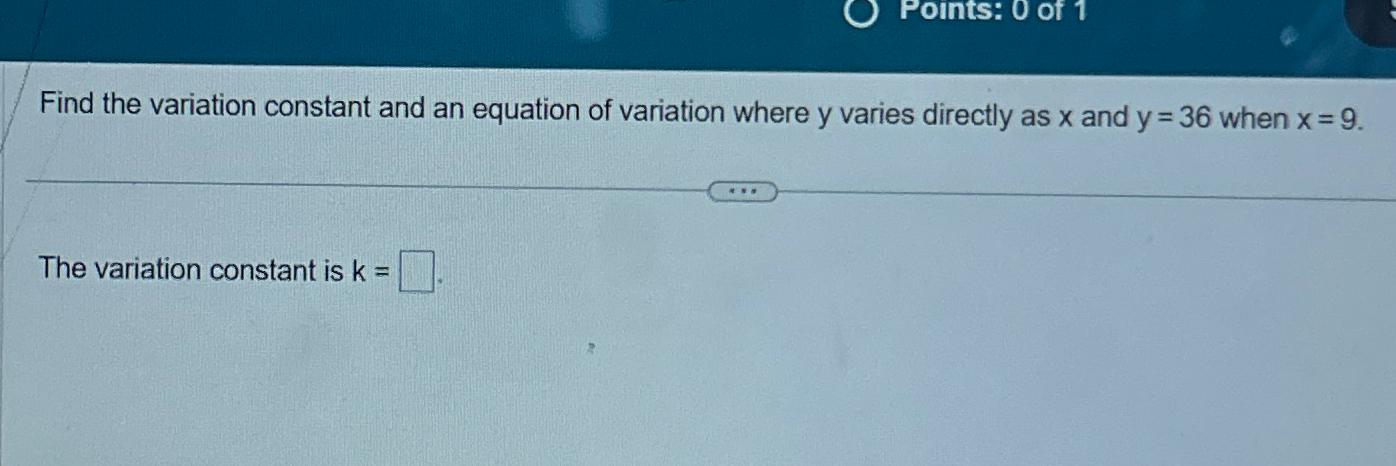 Solved Find the variation constant and an equation of | Chegg.com