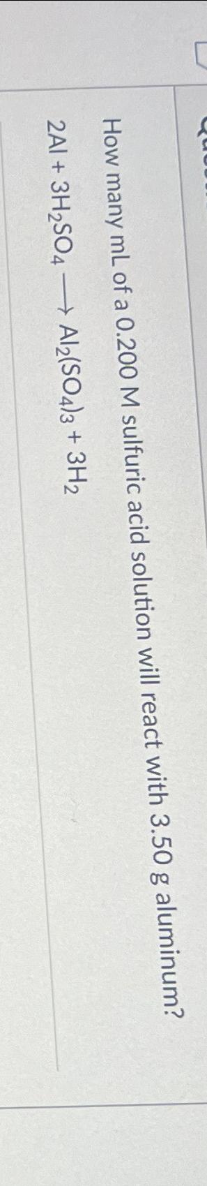 Solved How many mL ﻿of a 0.200M ﻿sulfuric acid solution will | Chegg.com